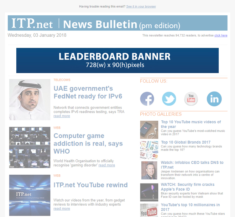 ITP Media Group - Newsletter Leaderboard
